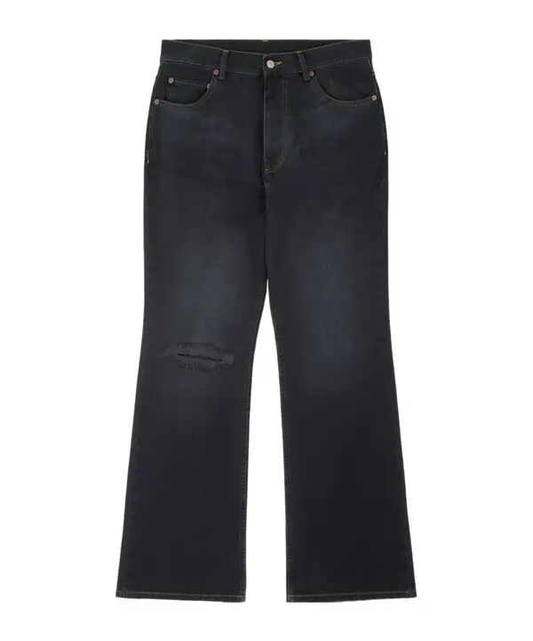 MAISON MARGIELA Distressed Tapered-leg Jeans - Dark Blue