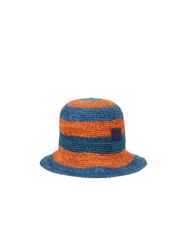 Paul Smith Striped Raffia Bucket Hat - Blue