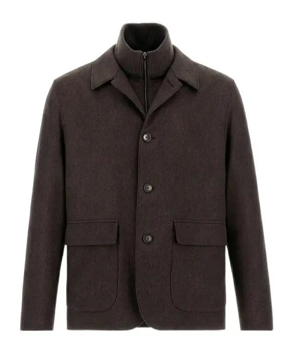 Herno Resort Blazer In Cashmere And Silk - Dark Brown