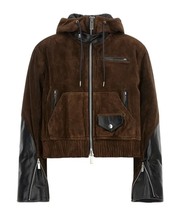 Sacai Zip-up Hooded Jacket - Brown