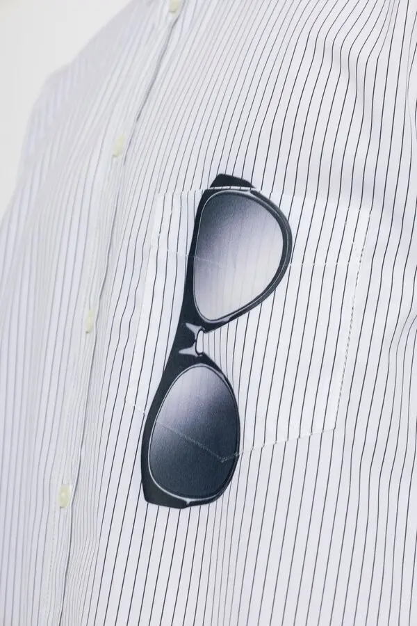 Moschino Sunglass Printed Striped Shirt