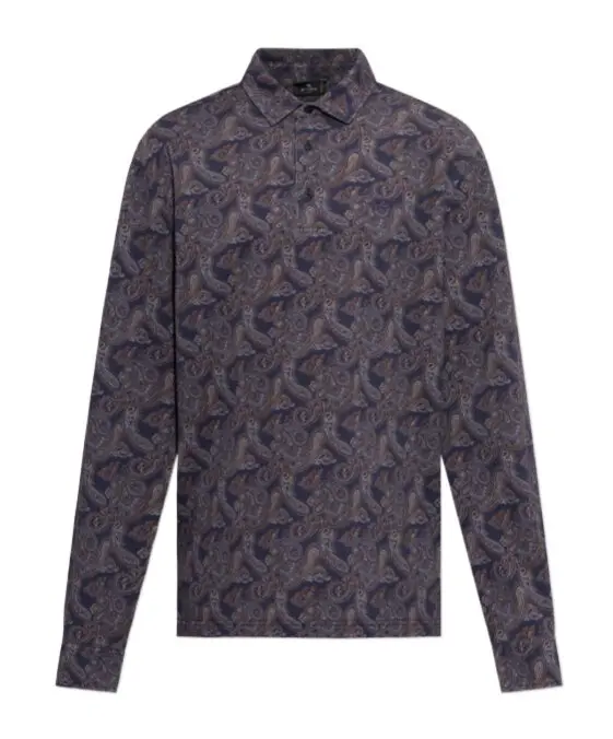 Etro Long-sleeve Polo Shirt - Navy Blue