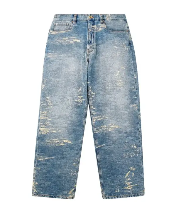 Emporio Armani Distressed Stone Washed Denim 5-pocket Pants - Light Denim Blue