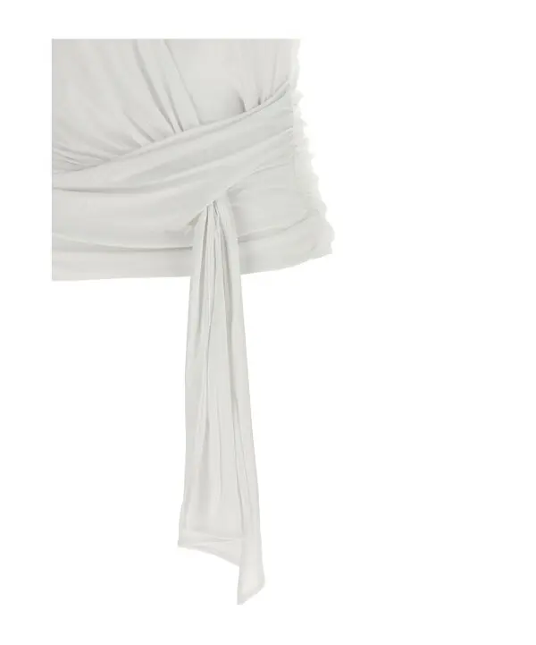 7 For All Mankind Draped Detail T-shirt - White
