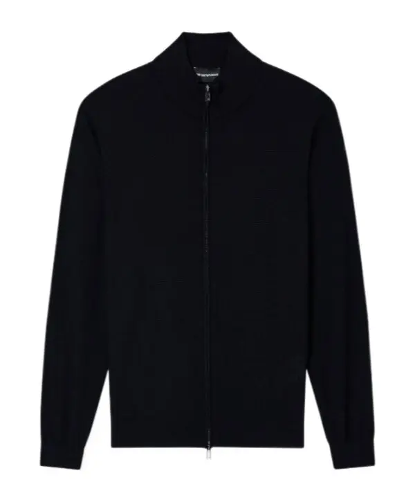 Emporio Armani Logo Embroidered Zipped Cardigan