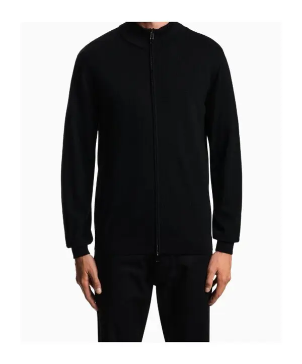 Emporio Armani Logo Embroidered Zipped Cardigan