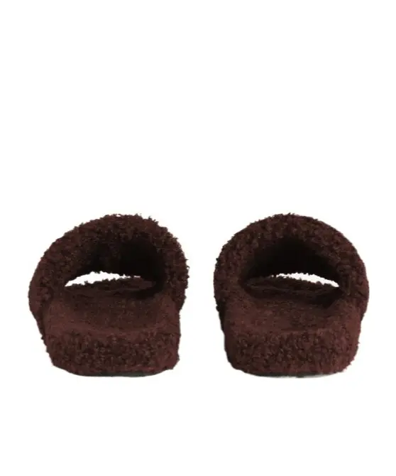 Balenciaga Furry Open Mule In Châtaigne