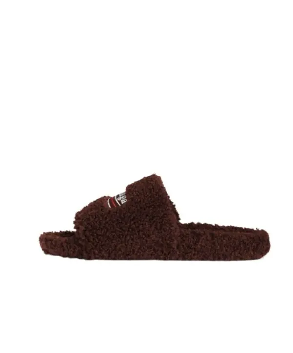 Balenciaga Furry Open Mule In Châtaigne