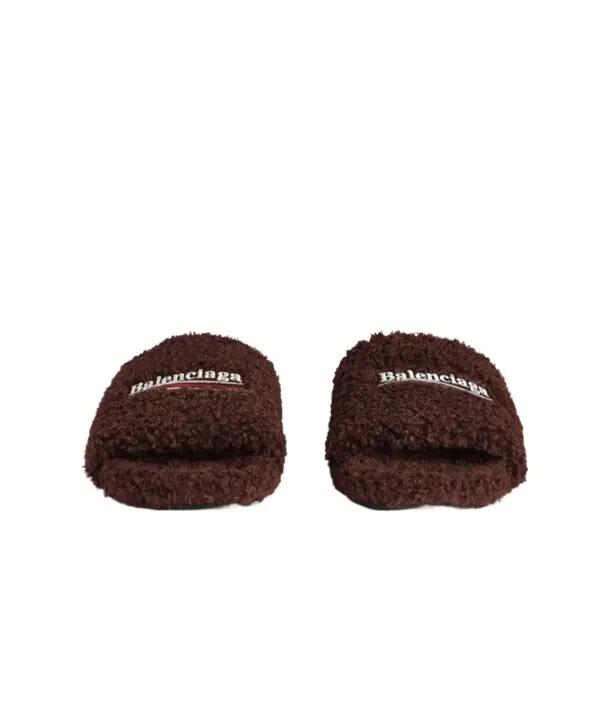 Balenciaga Furry Open Mule In Châtaigne