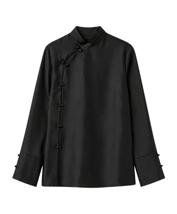 RÓHE Long-sleeved Top With Mandarin Collar And Asymmetrical Knot Detailing