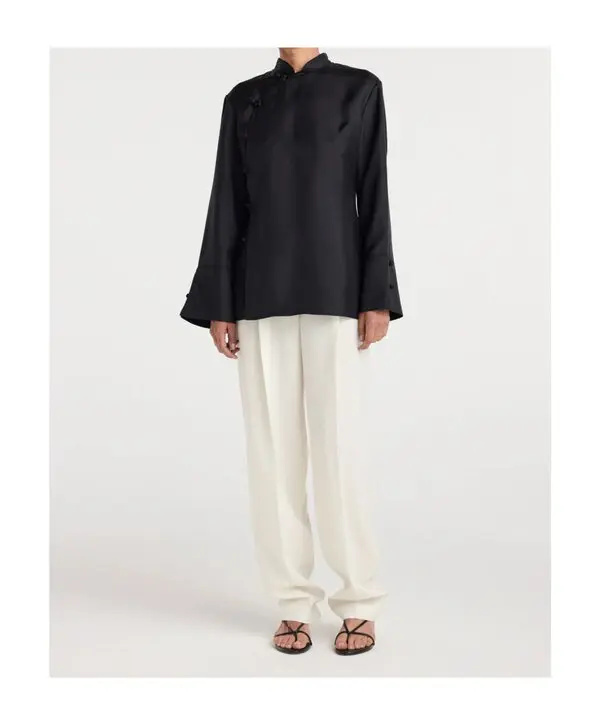 RÓHE Pankou Closure Top With Mandarin Collar And Long Sleeves