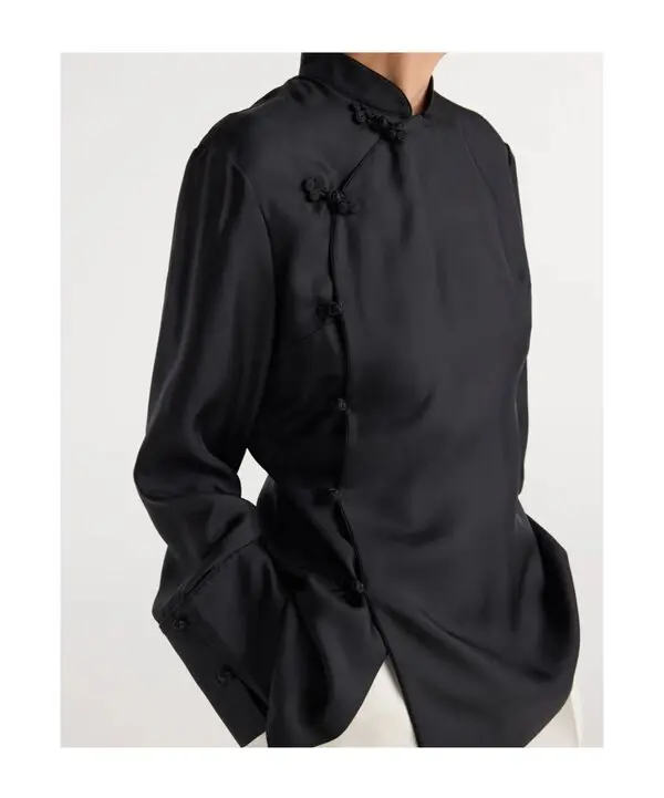 RÓHE Pankou Closure Top With Mandarin Collar And Long Sleeves
