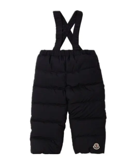 Moncler Quilted Logo Patch Down Overalls With Elastic Straps