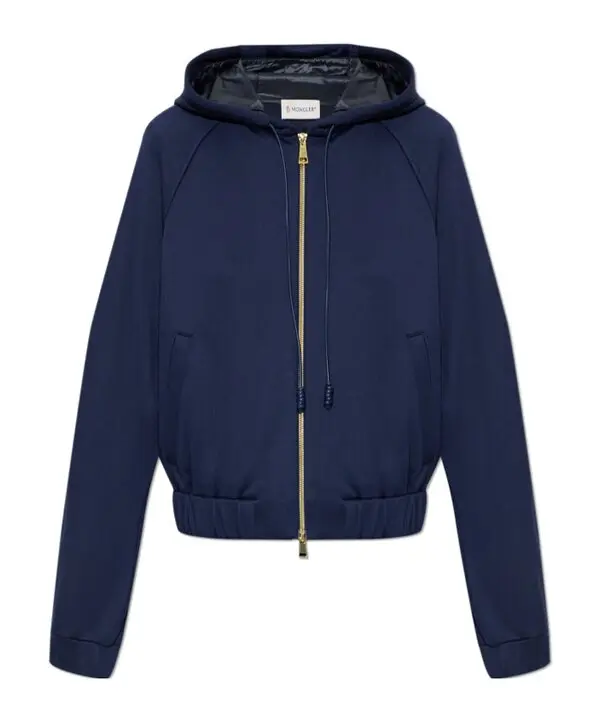 Moncler Logo Patch Zip-up Hoodie - Navy Blue