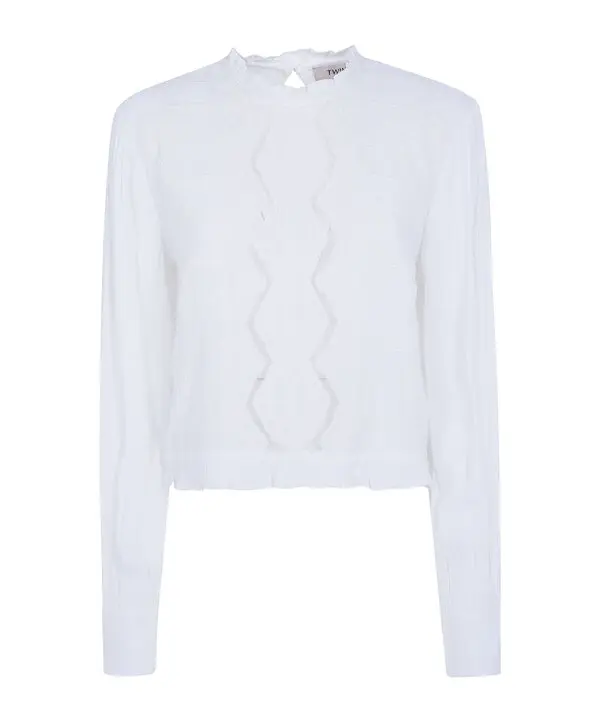 TWINSET Lace Panel Long Sleeve Top