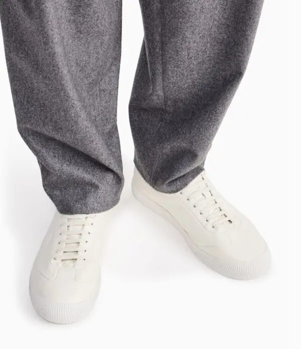 Giorgio Armani Sneaker In Leather With A Rubber Sole