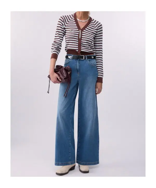 Liu Jo Striped Jewel-button Cardigan