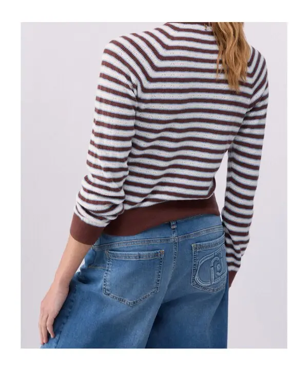 Liu Jo Striped Jewel-button Cardigan