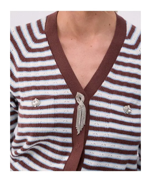 Liu Jo Striped Jewel-button Cardigan