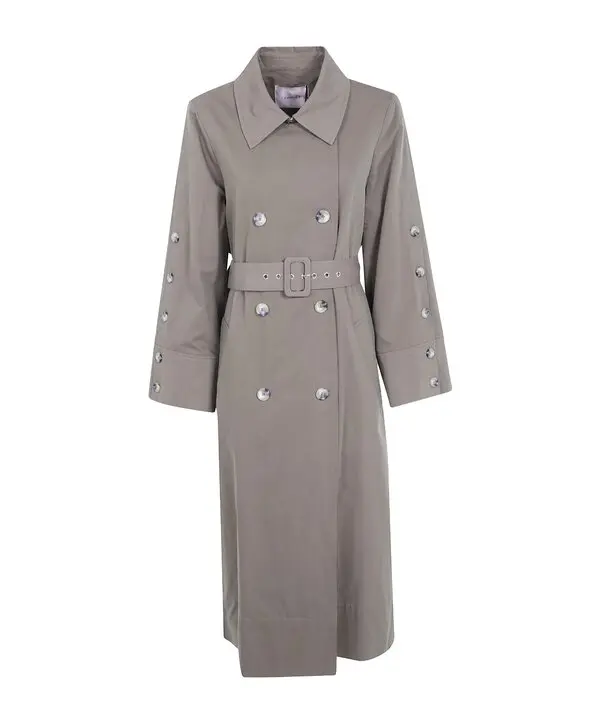 TWINSET Double-breasted Long-sleeve Trench Coat - No