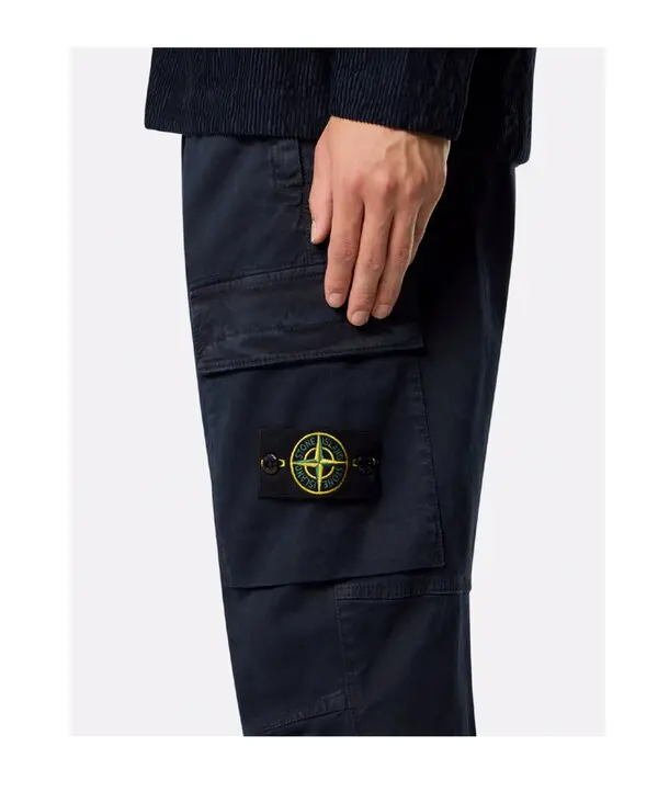 Stone Island Cargo Trousers With Elastic Waist - Navy Blue