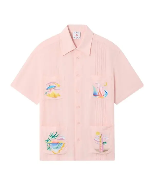 Casablanca Phantasmagoria Embroidered Short Sleeve Shirt - Pink