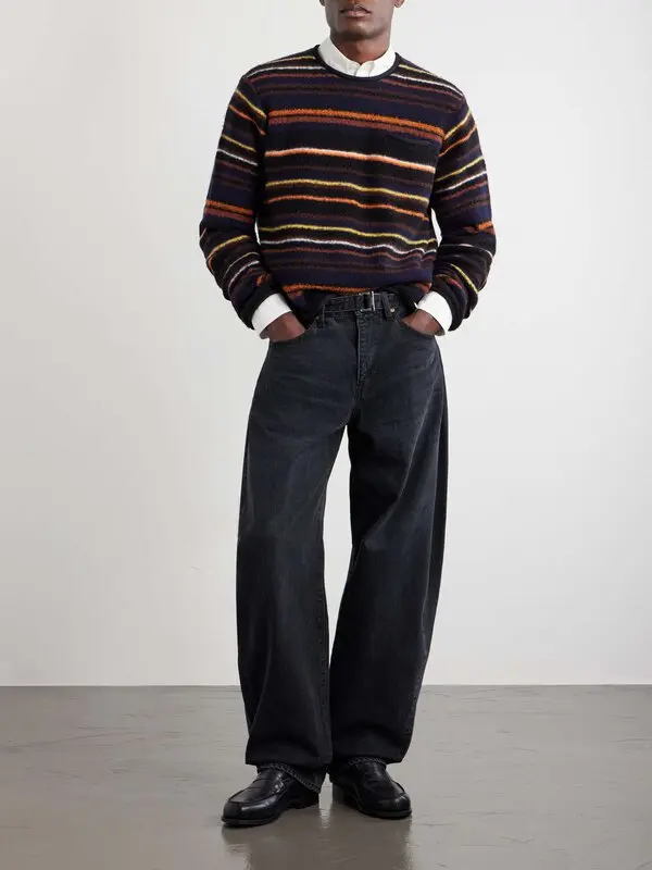 Sacai Striped Wool-blend Sweater