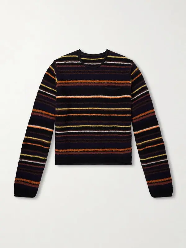 Sacai Striped Wool-blend Sweater - Black