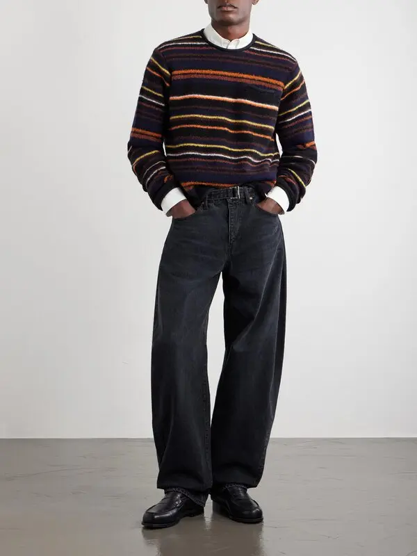 Sacai Striped Wool-blend Pullover