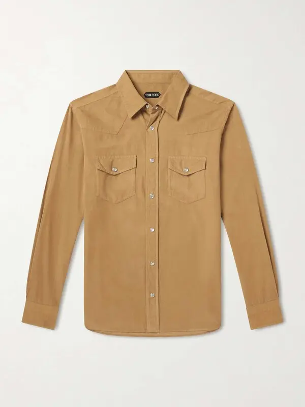 TOM FORD Slim-fit Cotton-corduroy Shirt - Tan