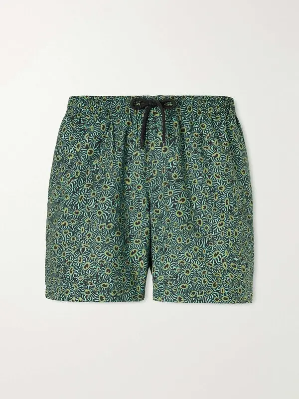 Dries Van Noten Phibbs Straight-leg Mid-length Printed Swim Shorts - Green