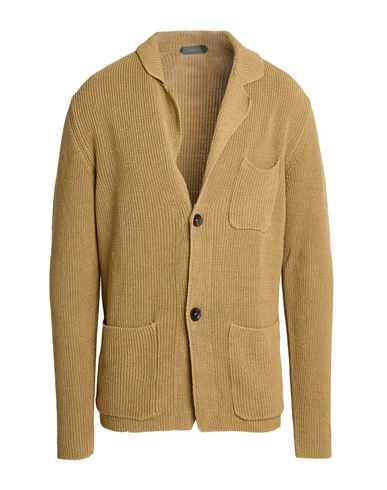 ZANONE Cotton Ribbed-knit Lapel Collar Cardigan - Sand