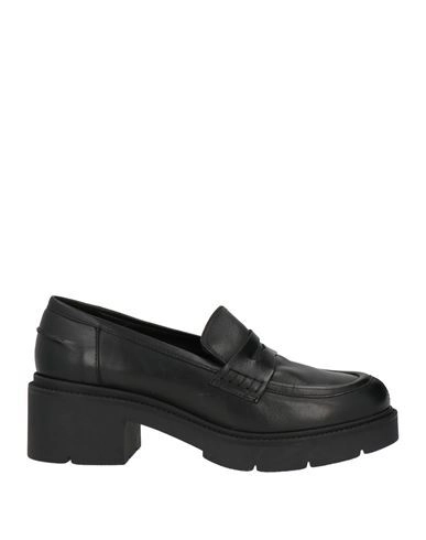 CARLA G. Leather Loafers With Block Heel - Black