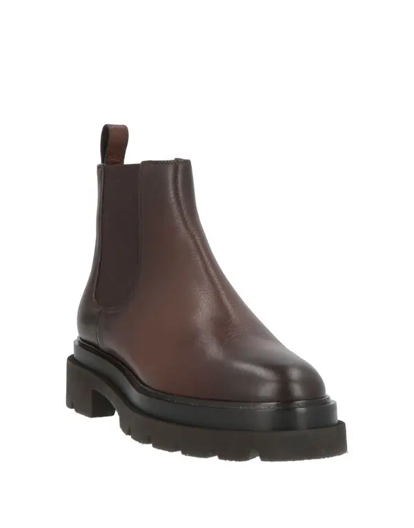 Santoni Chocolate Leather Ankle Boots