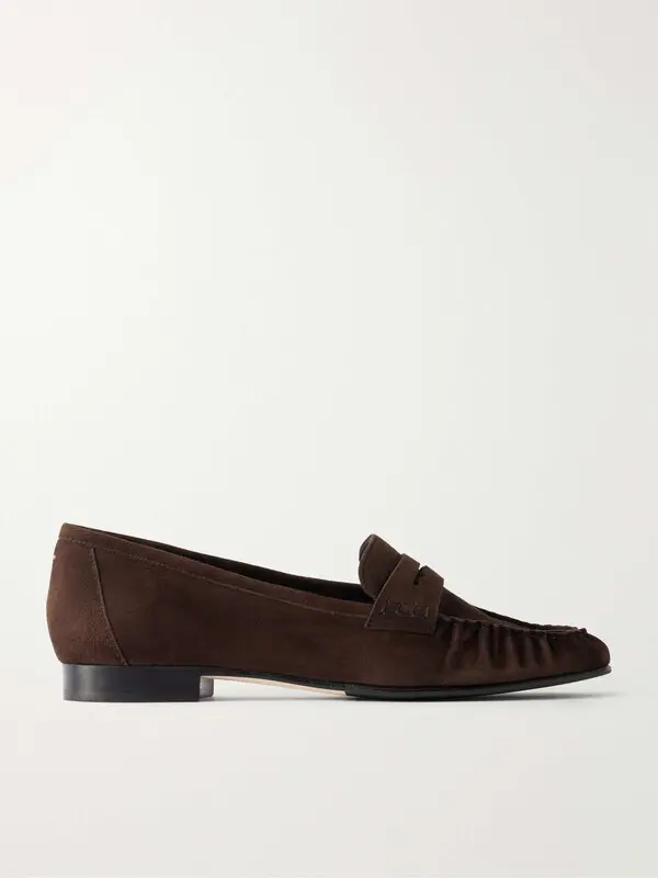 AeydĒ Aldous Suede Penny Loafers - Chocolate