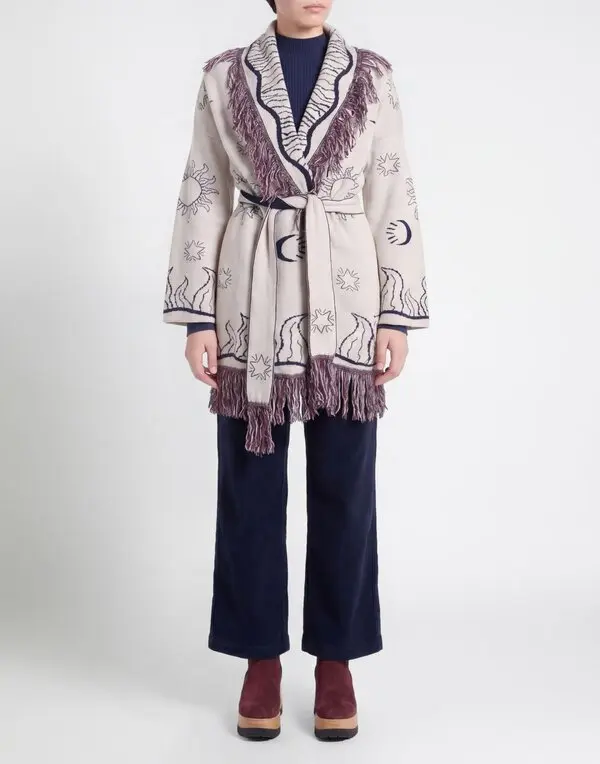 SHIRTAPORTER Multicolor Wool, Viscose, Polyamide, And Cashmere Long Sleeve Cardigan With Fringes And Belt