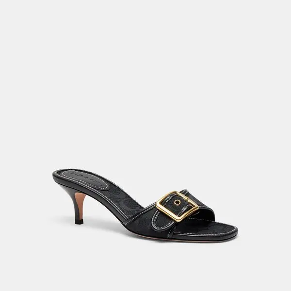 COACH Margot Sandal In Signature Jacquard - Black