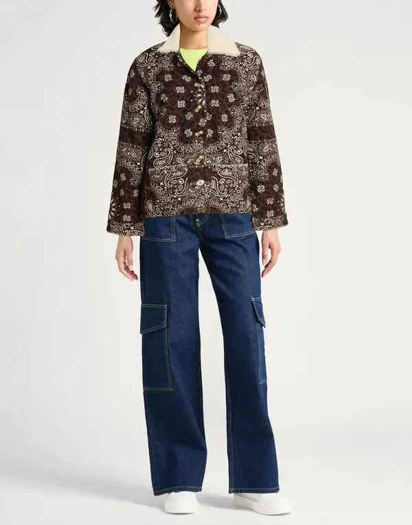 ARIZONA LOVE Puffer Cotton Linen Paisley Print Jacket - Brown