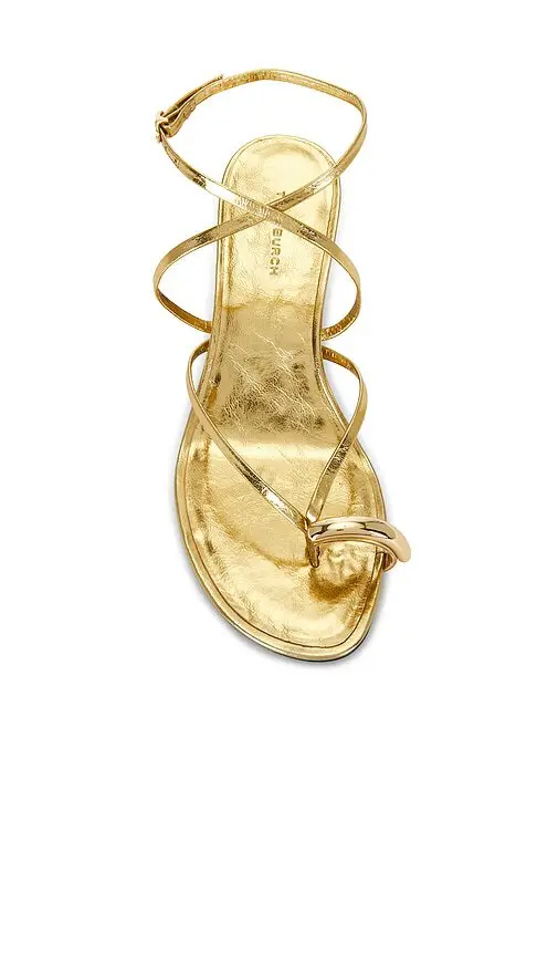 Tory Burch Pierced Strappy Heel Sandal In Metallic Gold