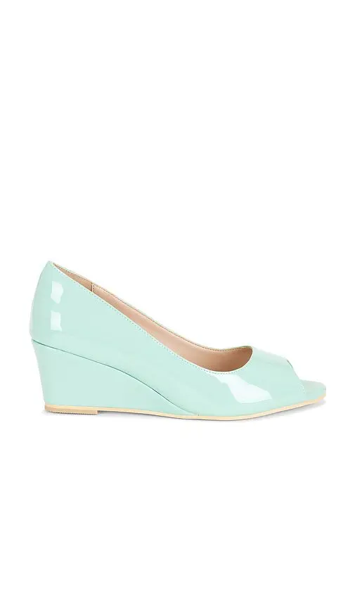 NIIHAI Open Toe Vinyl Mule Wedge In Baby Blue - Ice