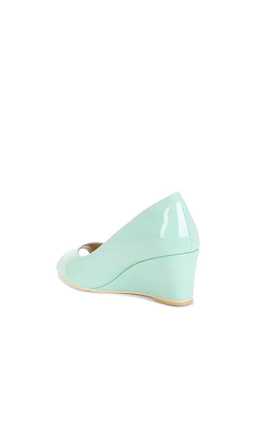 NIIHAI Open Toe Vinyl Mule Wedge In Baby Blue