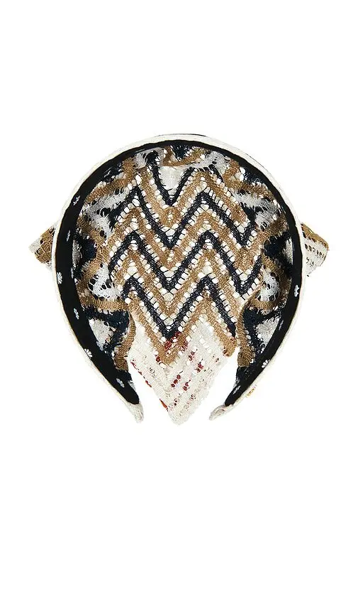 Lele Sadoughi Jackie Crochet Handkerchief Headband In Navy,creme