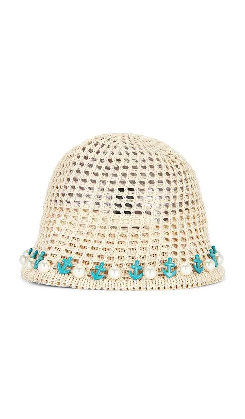 Lele Sadoughi Maya Pearl Anchor Bucket Hat