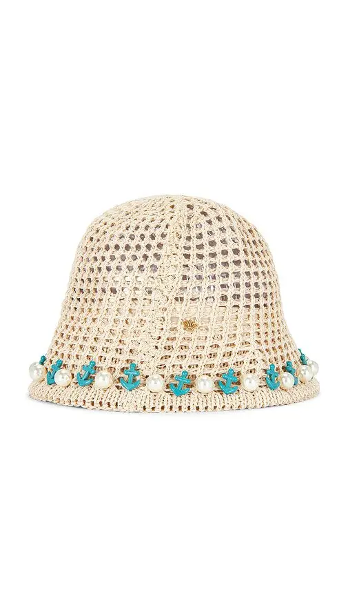 Lele Sadoughi Maya Pearl Anchor Bucket Hat