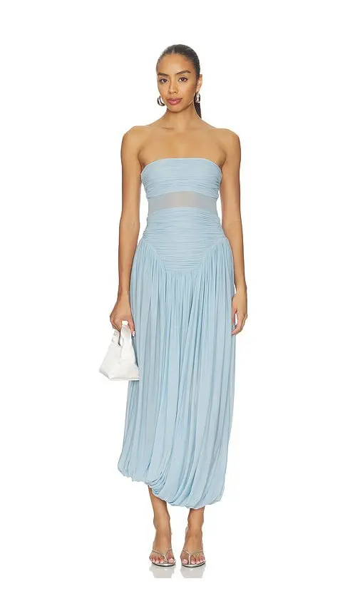 MAYGEL CORONEL Lux Midi Dress In Baby Blue - Sky