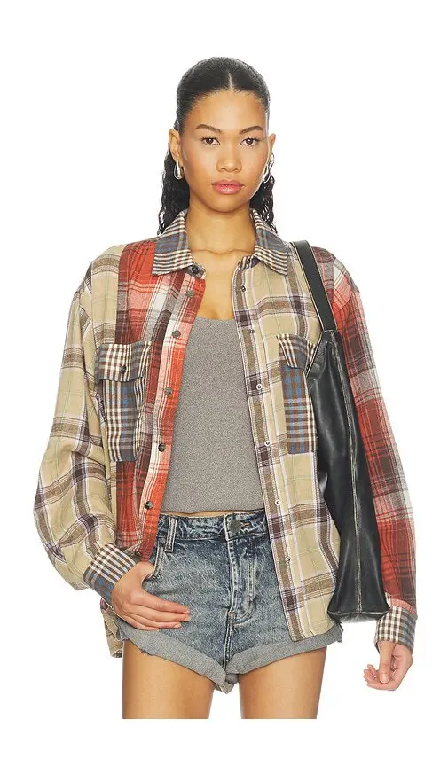 ONETEASPOON Essential Patchwork Flannel Shirt In Multi