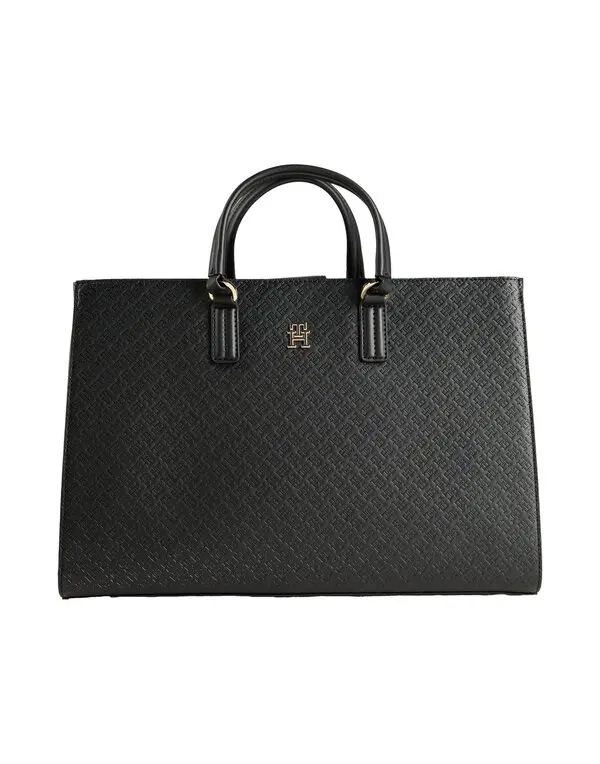 Tommy Hilfiger Leather Tote Handbag - Black