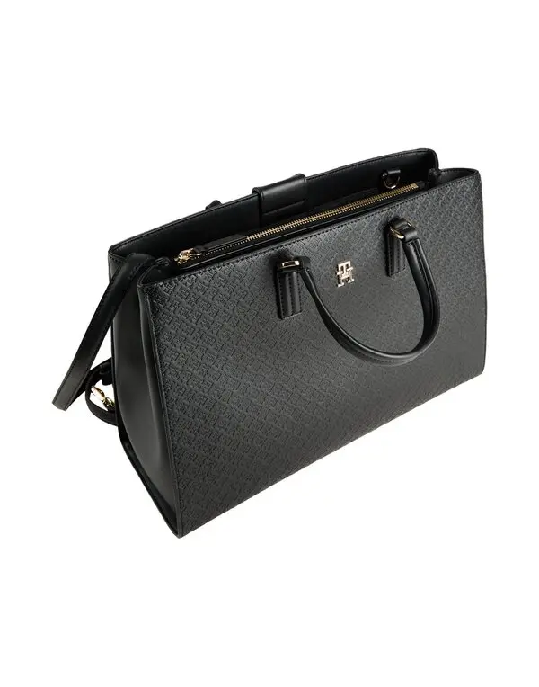 Tommy Hilfiger Leather Tote Handbag - Black