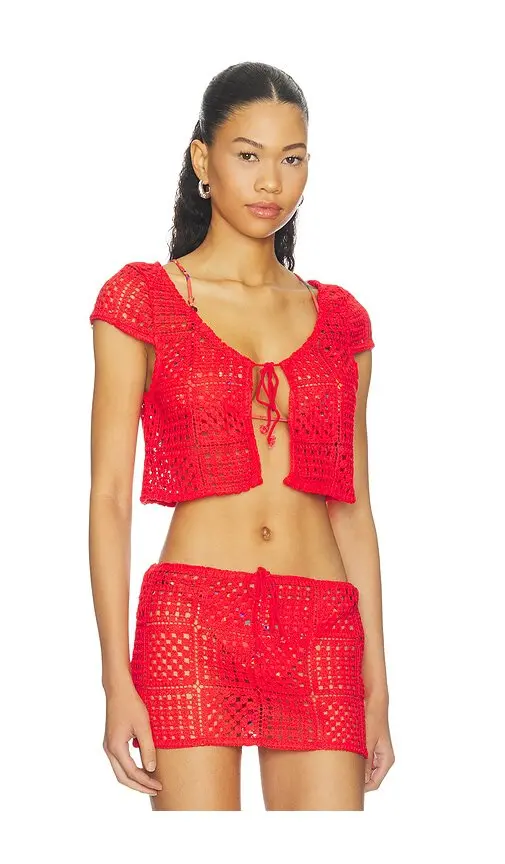 LOVERS AND FRIENDS Antigua Top In Red