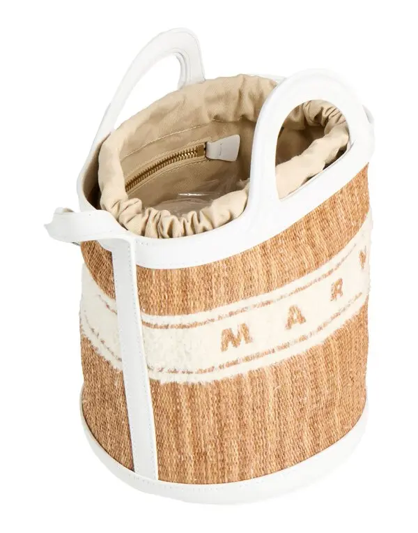 Marni Faux Raffia Bucket Bag With Leather Trims